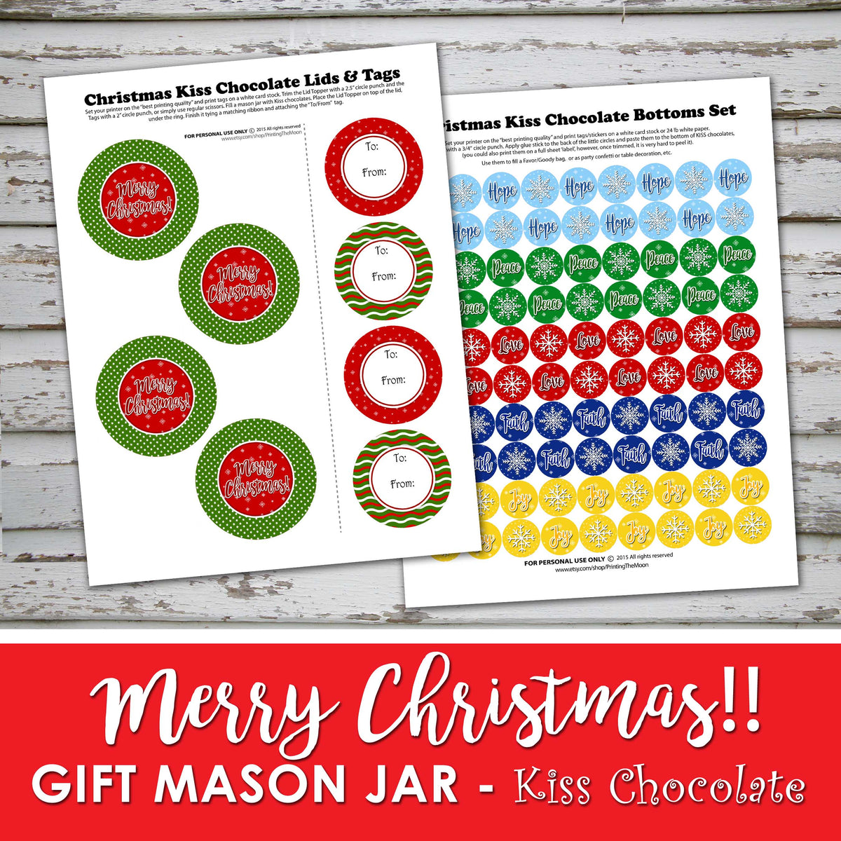 CHRISTMAS MASON JAR GIFT - PDF - Digital file -Instant Download ...