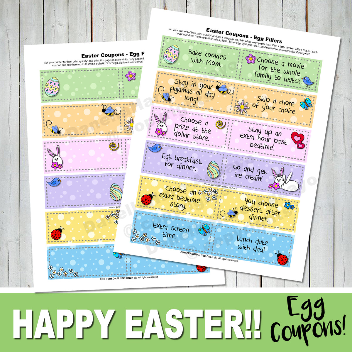 EASTER Egg Coupons | Reward Tags - PDF file - Instant Download ...