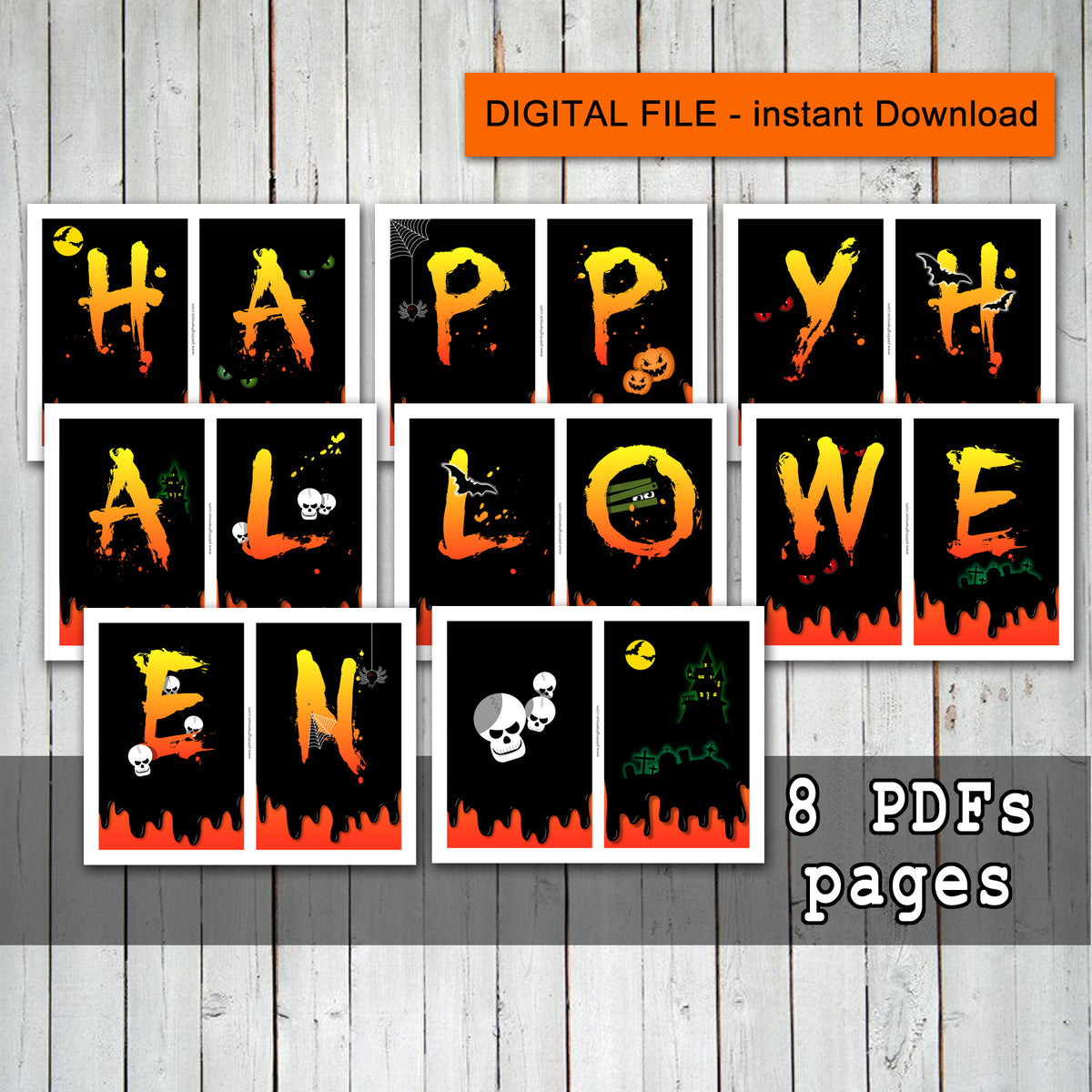 HALLOWEEN BANNER – Halloween Skeleton Party -Digital file -Instant Dow ...