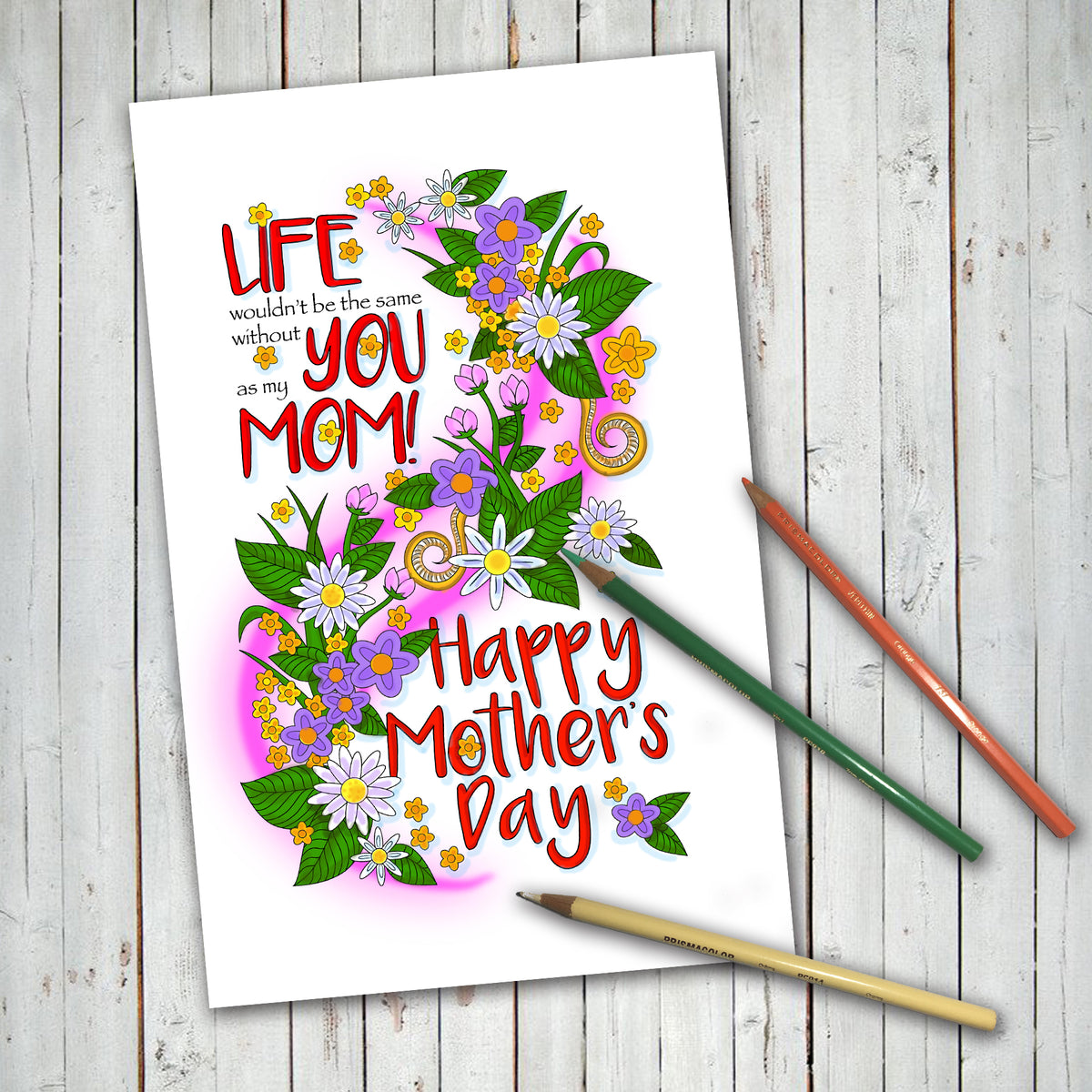 MOTHER'S DAY Color-In Cards - Happy Mother's Day - PDF file - Instant ...