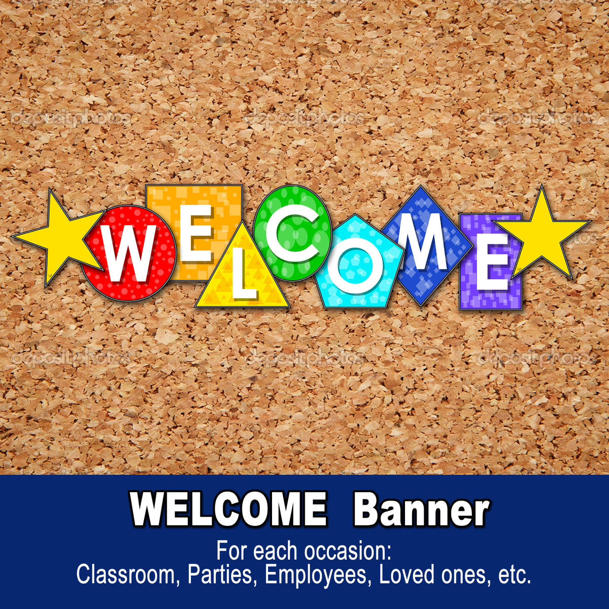 WELCOME BANNER – Basic Shapes, colorful - Digital file - Instant Downl ...
