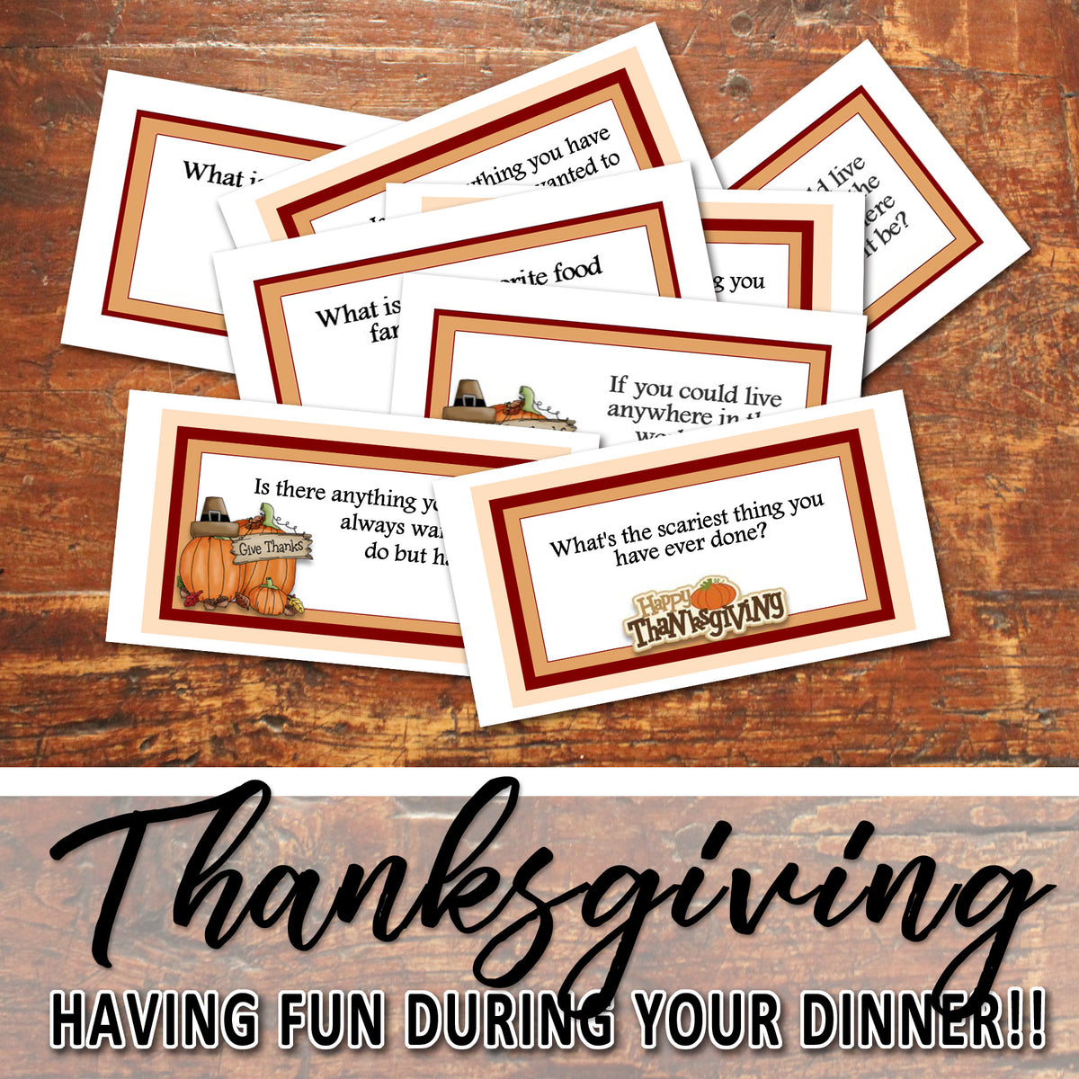 THANKSGIVING CARD GAME -Dinner table game- PDF file - Instant Download ...
