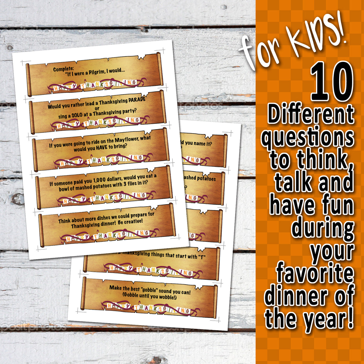 THANKSGIVING CARD GAME For Kids! Dinner game for children – Digital fi ...