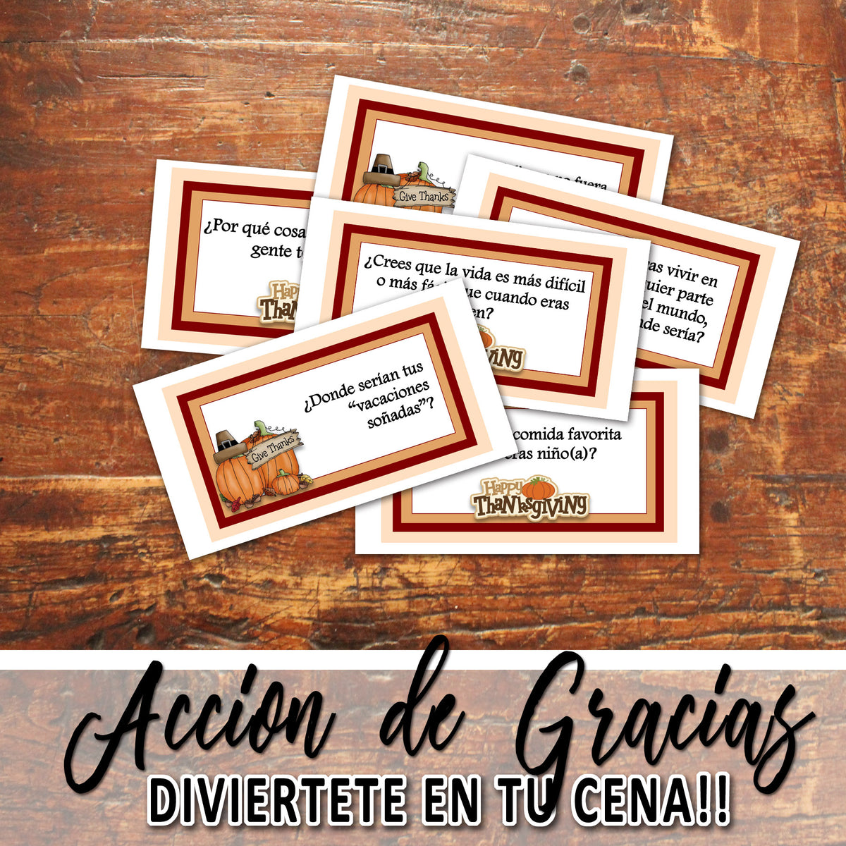 Dia de ACCION DE GRACIAS - THANKSGIVING CARD GAME - Espanol - PDF file ...