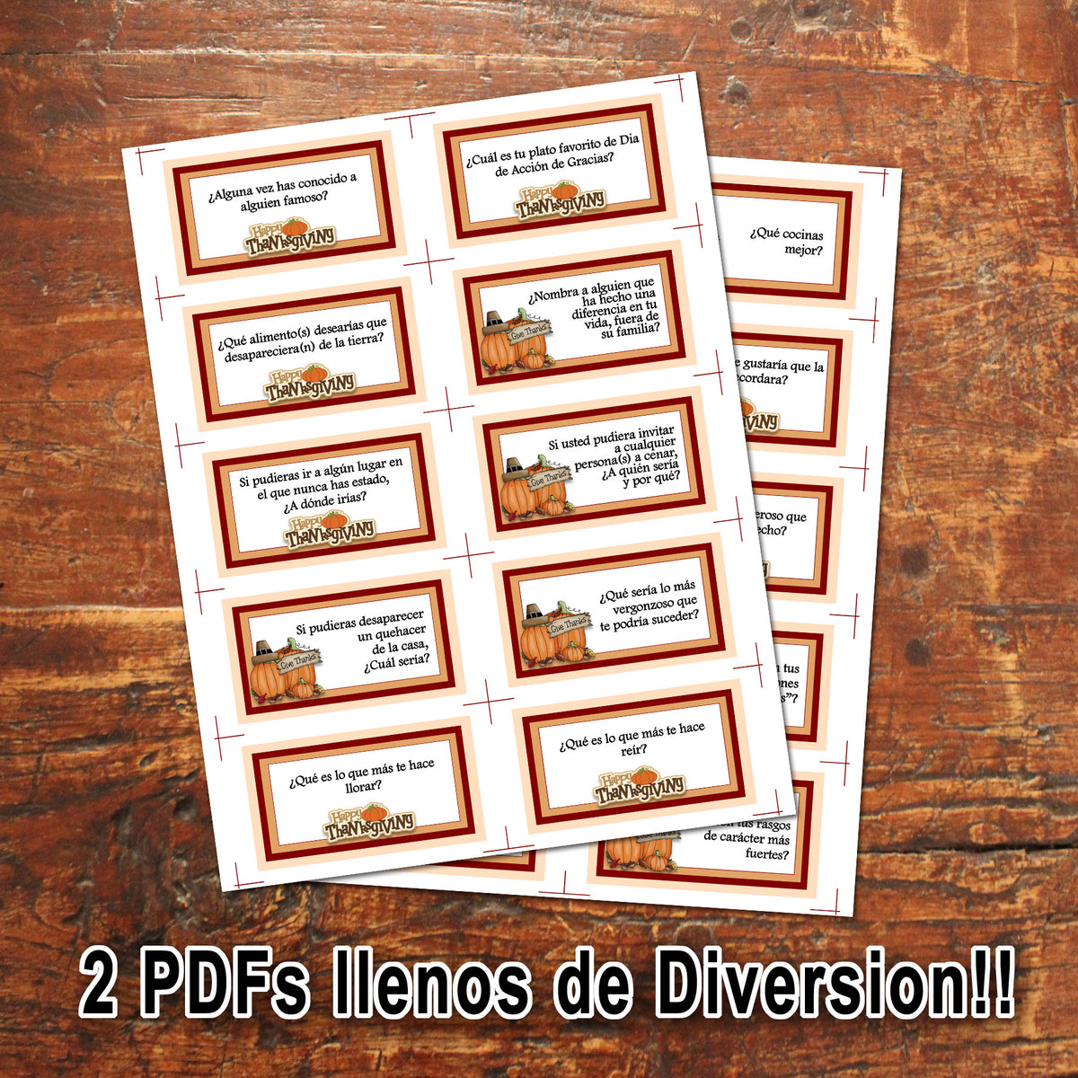 Dia de ACCION DE GRACIAS - THANKSGIVING CARD GAME - Espanol - PDF file ...