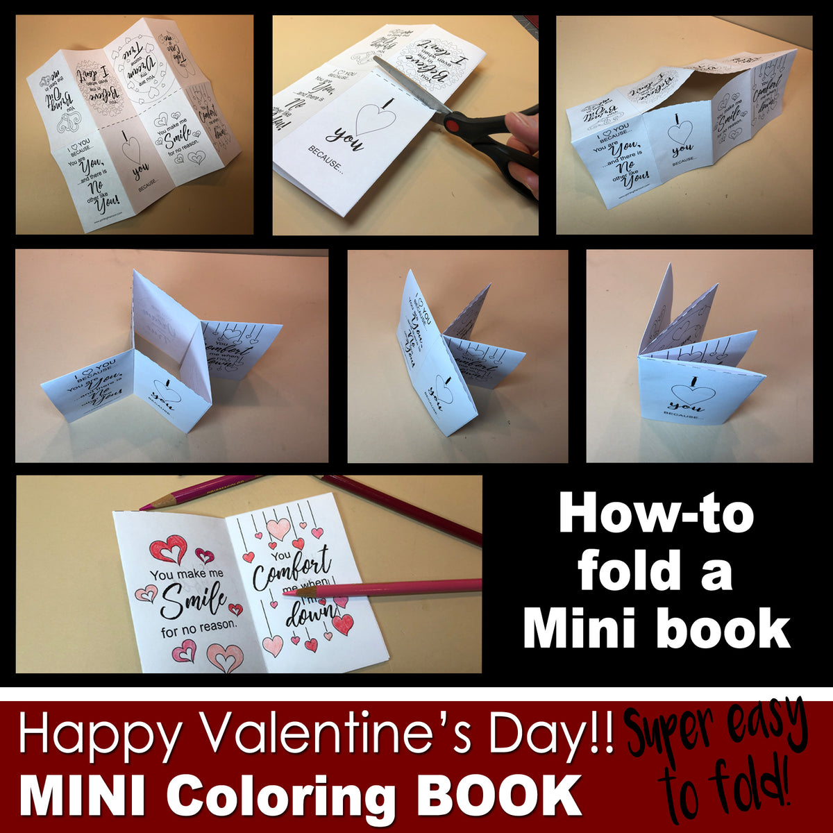 VALENTINE'S DAY Mini Coloring Book - Color In - PDF file - Instant Dow ...