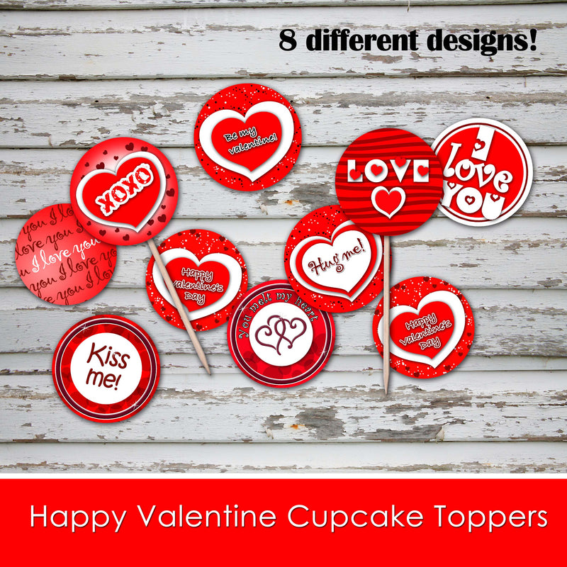 VALENTINE'S DAY Cupcake Toppers - PDF file - Instant Download ...