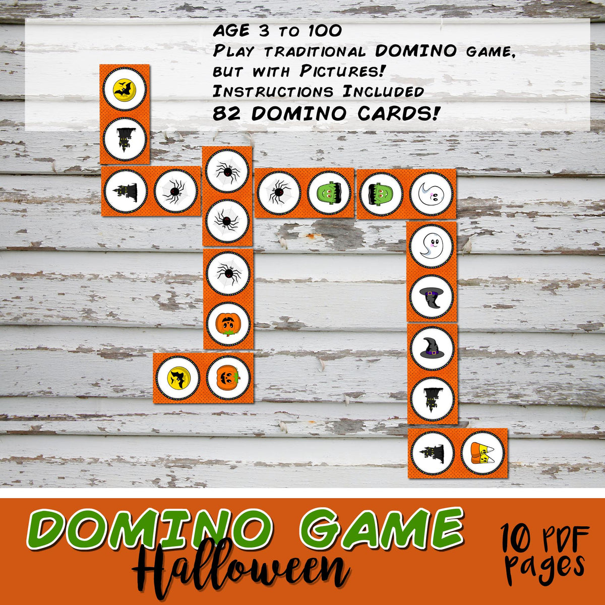 HALLOWEEN - DOMINO GAME – 10 PDFs - Digital file -Instant Download ...