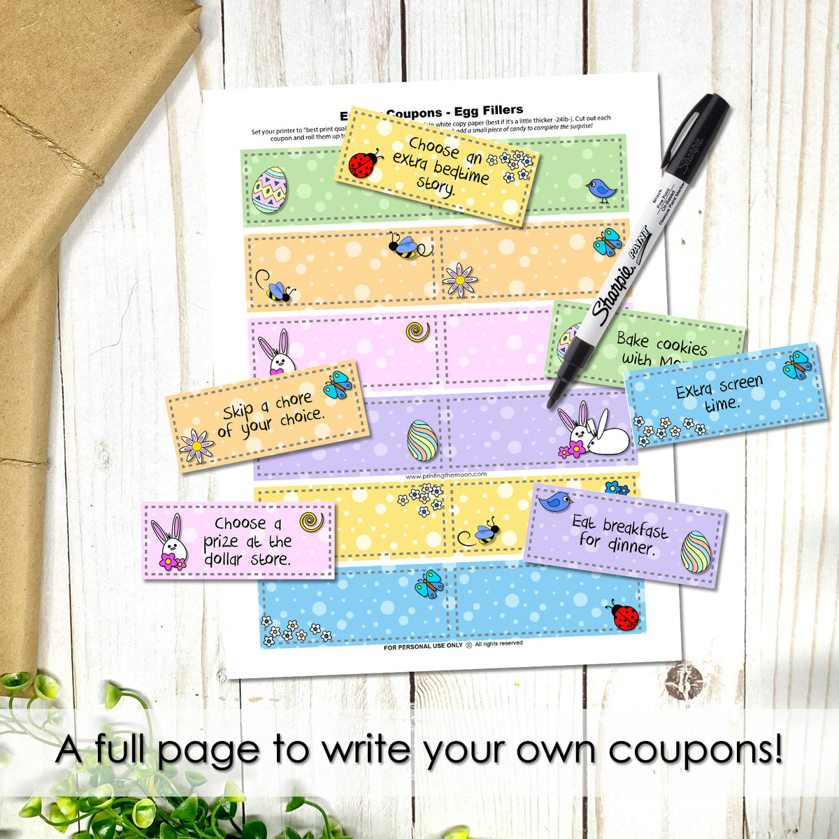 EASTER Egg Coupons | Reward Tags - PDF file - Instant Download ...