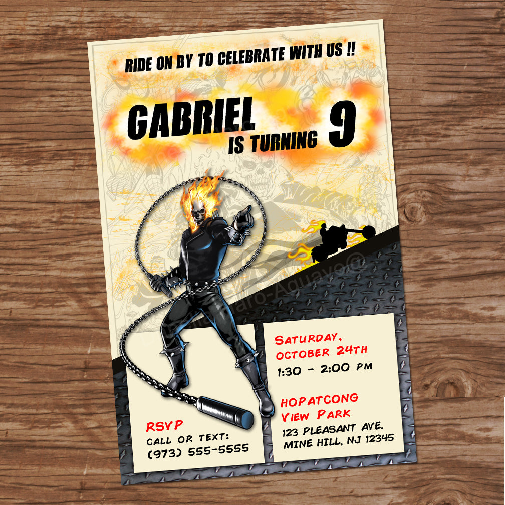 GHOST RIDER Invitation – Digital file, Ghost Rider party – Printing The ...