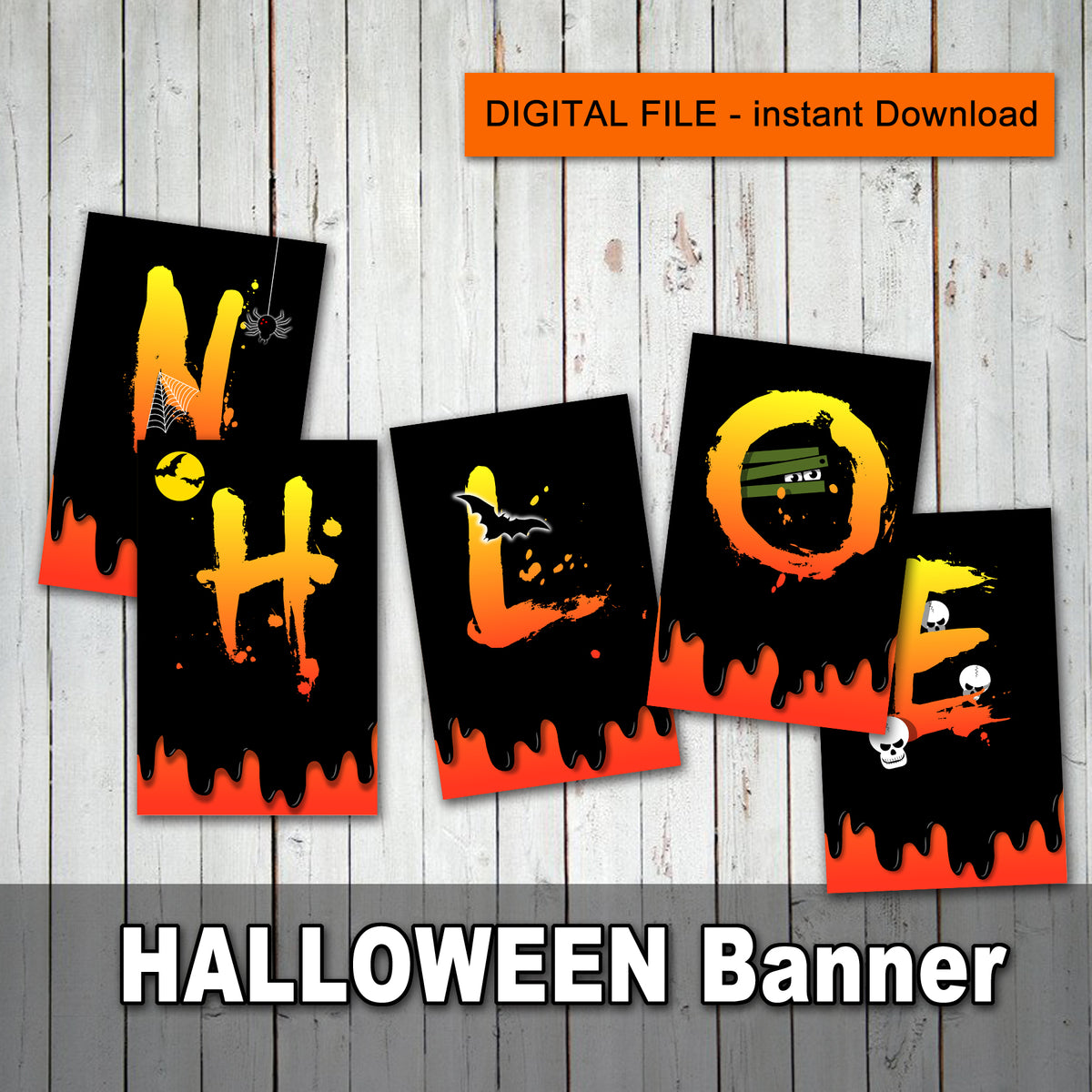 HALLOWEEN BANNER – Halloween Skeleton Party -Digital file -Instant Dow ...