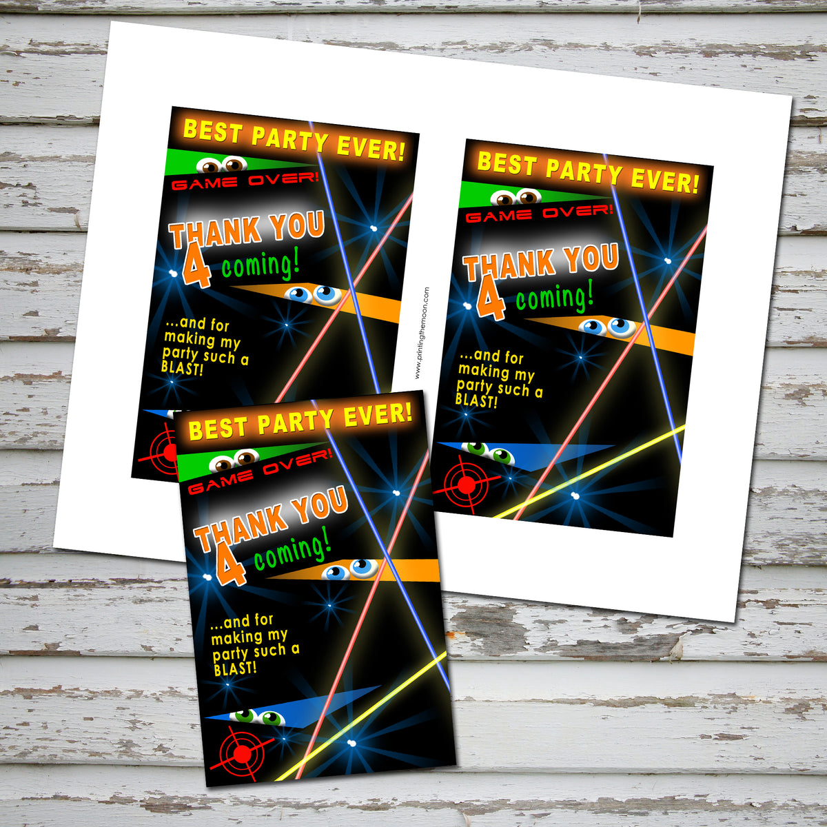 LASER TAG - Thank you Card - Laser Tag party – Digital file – Printing ...