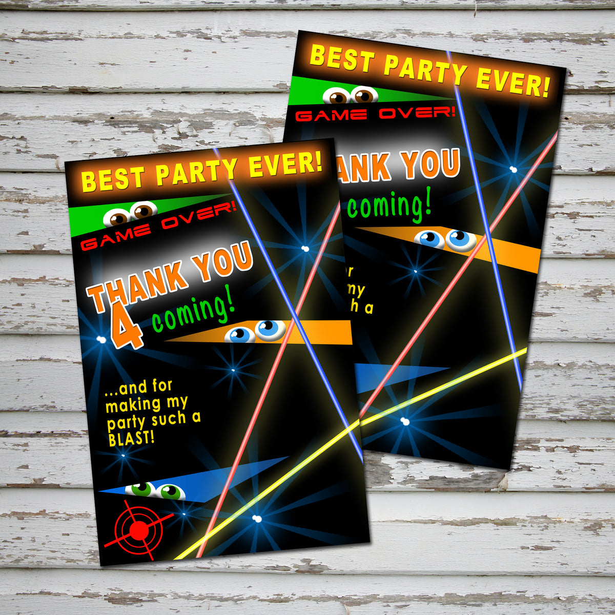 LASER TAG - Thank you Card - Laser Tag party – Digital file – Printing ...
