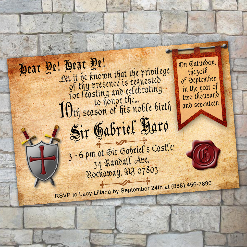 MEDIEVAL BIRTHDAY INVITATION - Medieval party – Digital file – Printing ...
