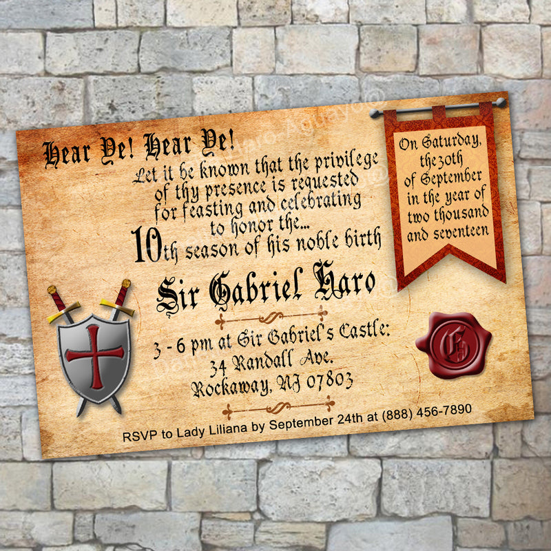 MEDIEVAL BIRTHDAY INVITATION - Medieval party – Digital file – Printing ...