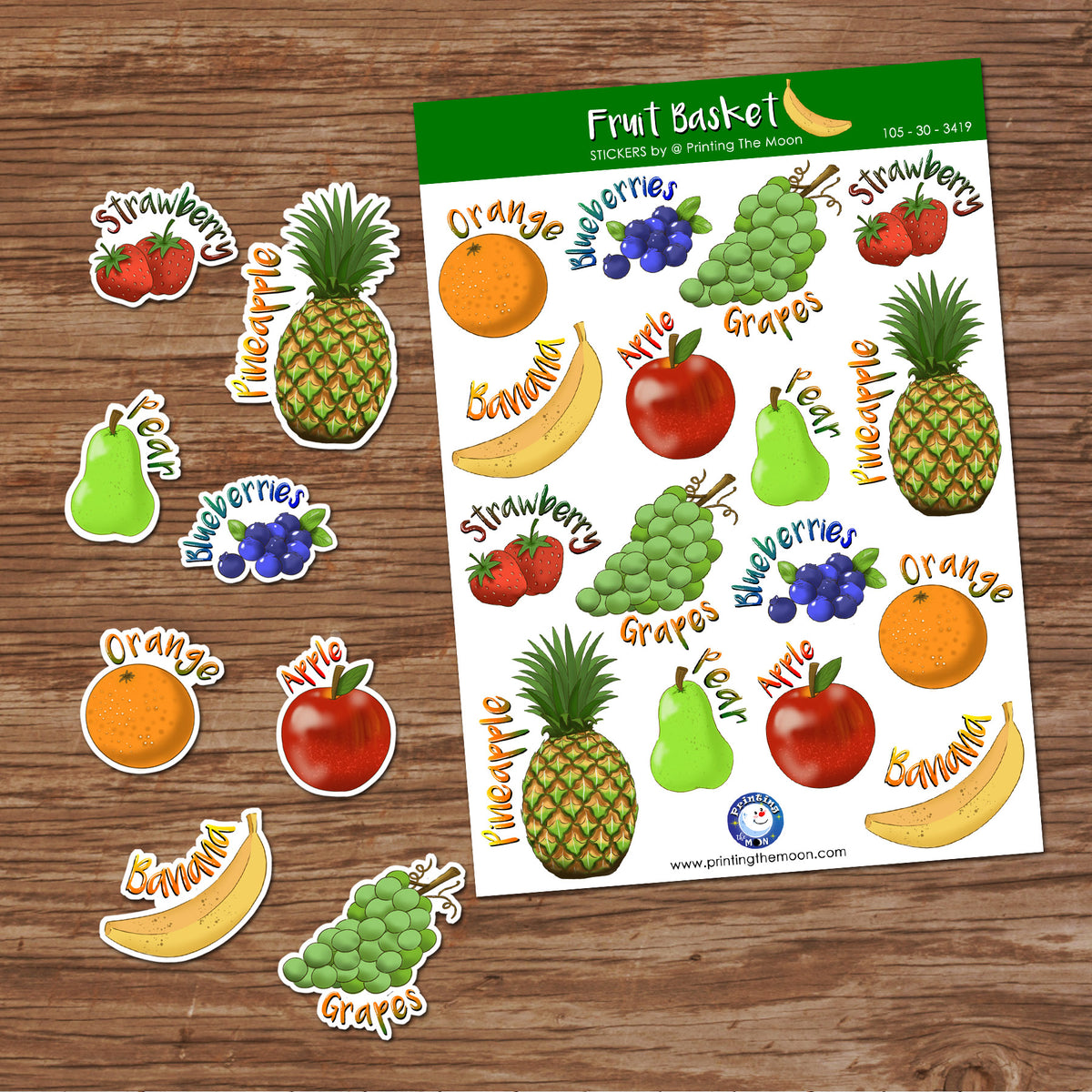 FRUIT BASKET STICKER SHEET - Scrapbook and Planner Sticker Set - Stick ...