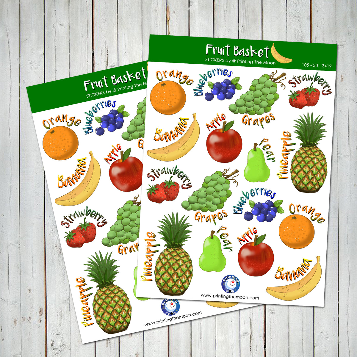 FRUIT BASKET STICKER SHEET - Scrapbook and Planner Sticker Set - Stick ...