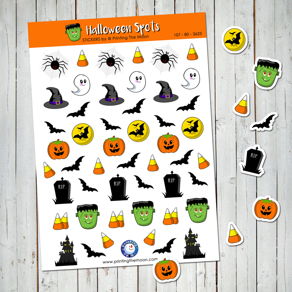 HALLOWEEN FUN SPOTS STICKER SHEET - Scrapbook and Planner Sticker Set ...