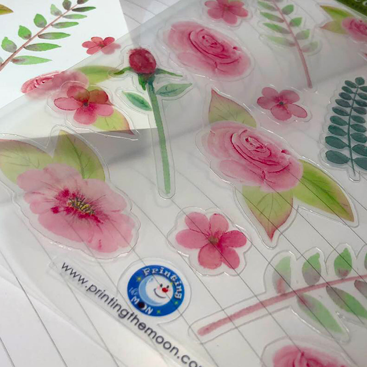 WATERCOLOR PINK FLOWERS STICKER SHEET - Scrapbook and Planner Sticker ...