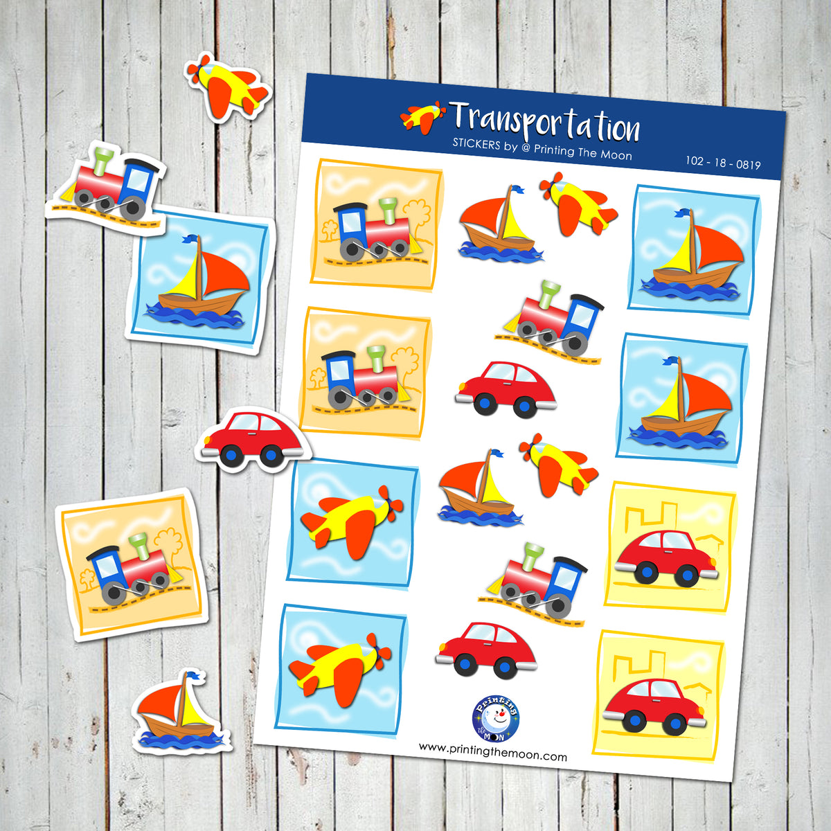 TRANSPORTATION STICKER SHEET - Scrapbook and Planner Sticker Set - Sti ...