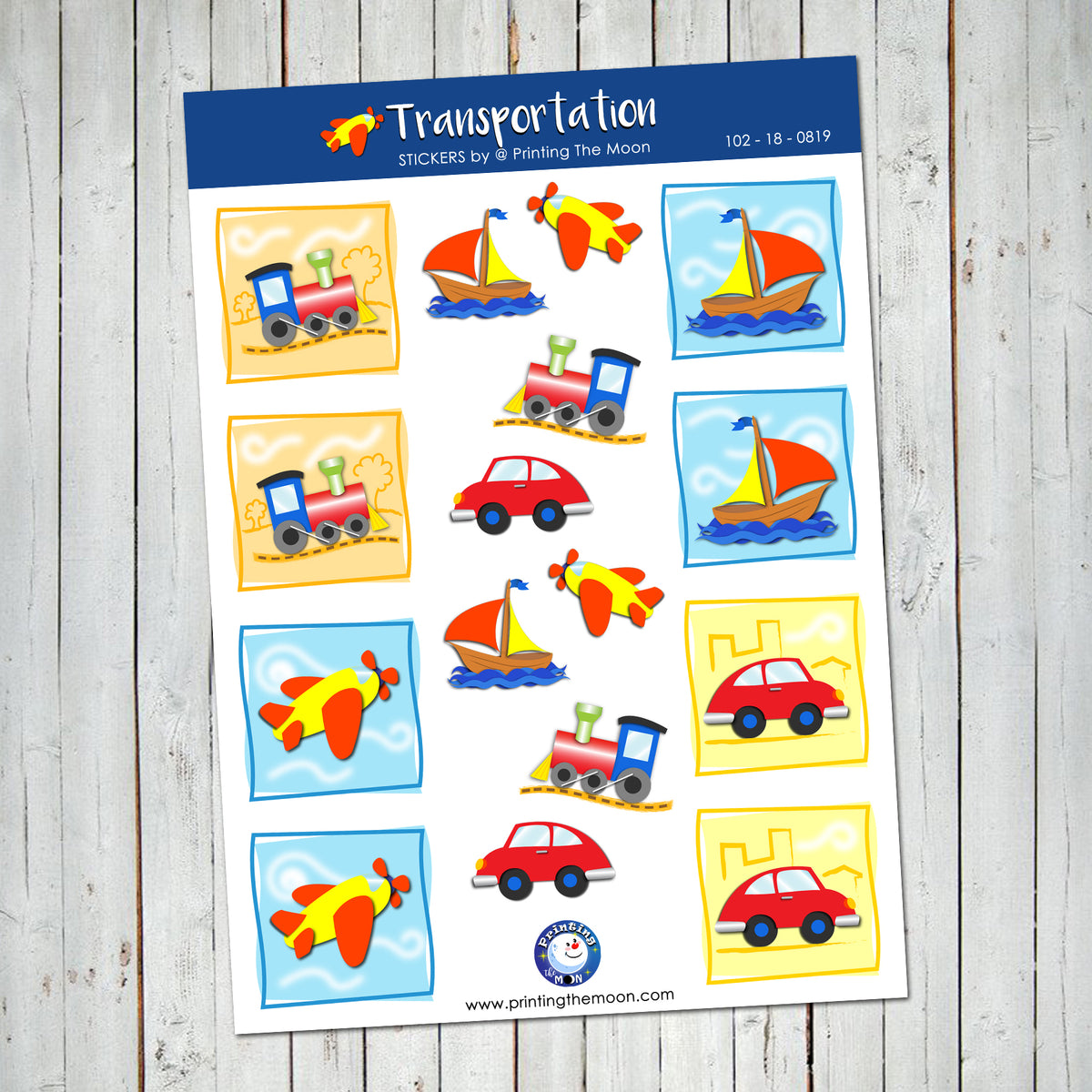 TRANSPORTATION STICKER SHEET - Scrapbook and Planner Sticker Set - Sti ...