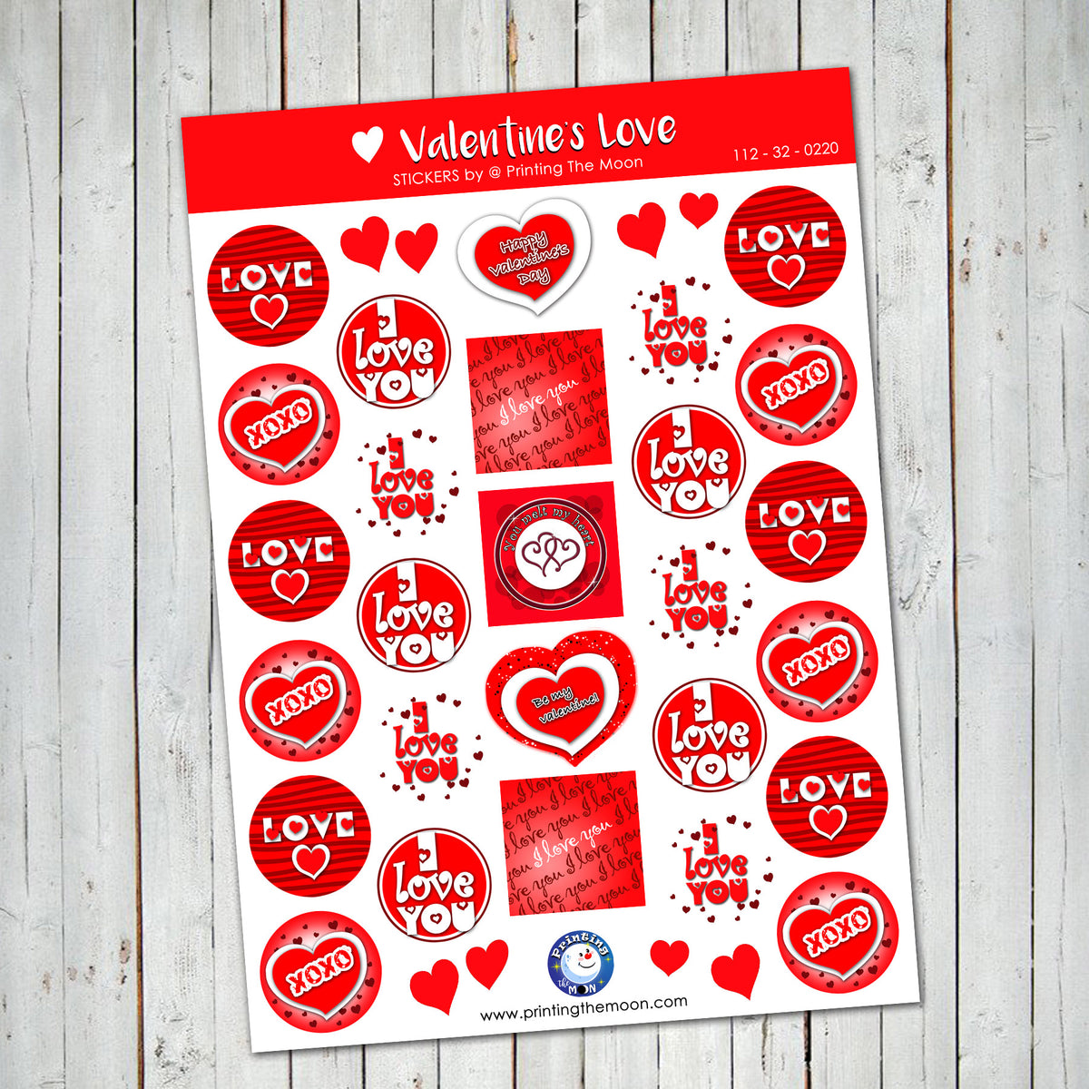 VALENTINE'S LOVE STICKER SHEET - Scrapbook and Planner Sticker Set - S ...