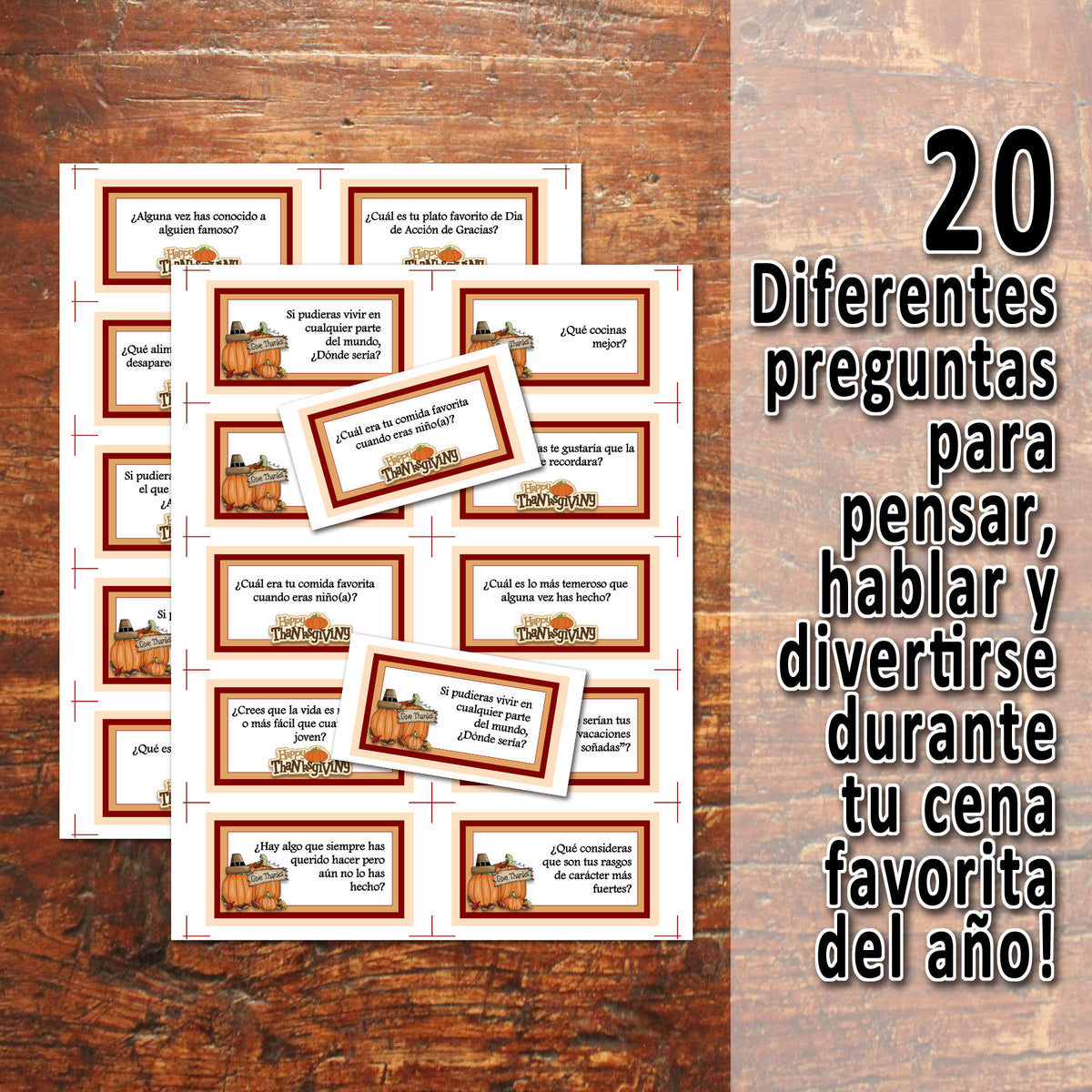 Dia de ACCION DE GRACIAS - THANKSGIVING CARD GAME - Espanol - PDF file ...
