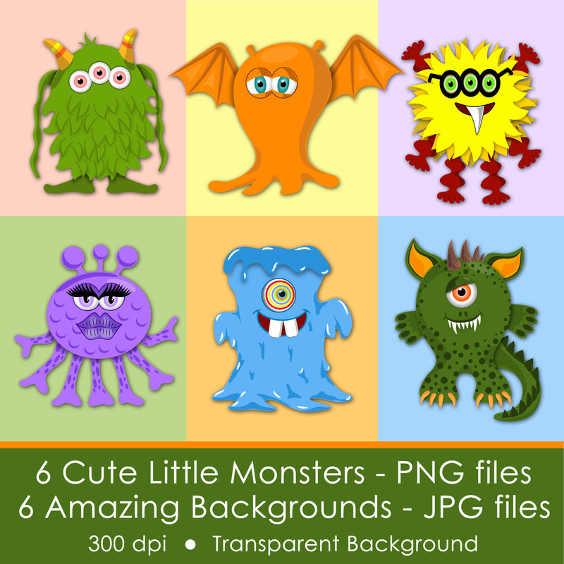 CUTE MONSTERS - CLIP ART- PNG files and PDF files to print and play ...